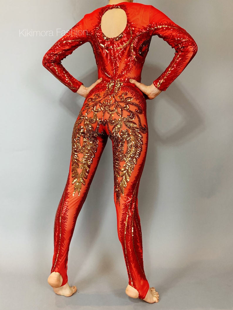 Showgirl Costume Sequin Bodysuit For Woman Or Man Shiny Etsy