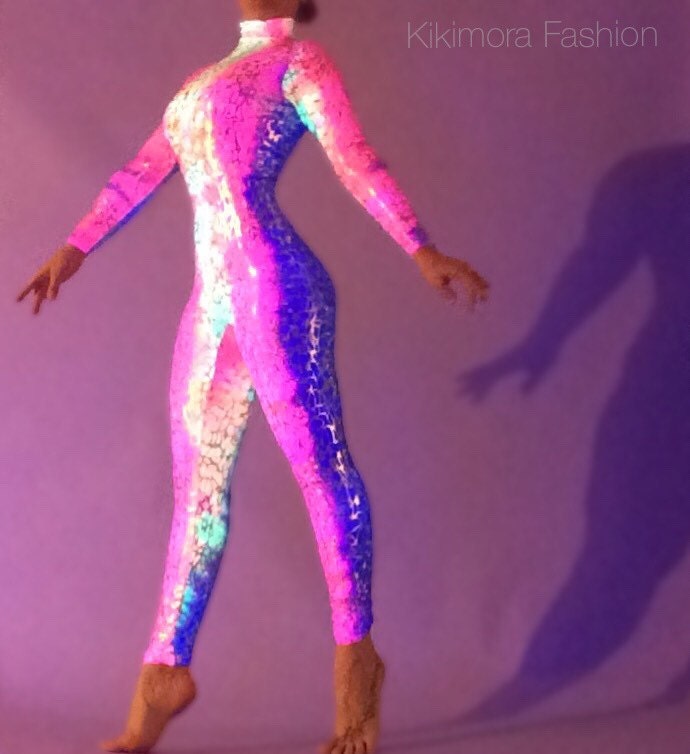 Rainbow Bodysuit Costume Woman Outfit Circus Dancer Performer
