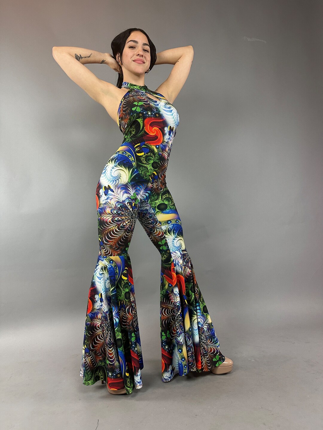 Rave Jumpsuit, Bellbottom Onesie, Disco Costume, Futuristic Clothing ...