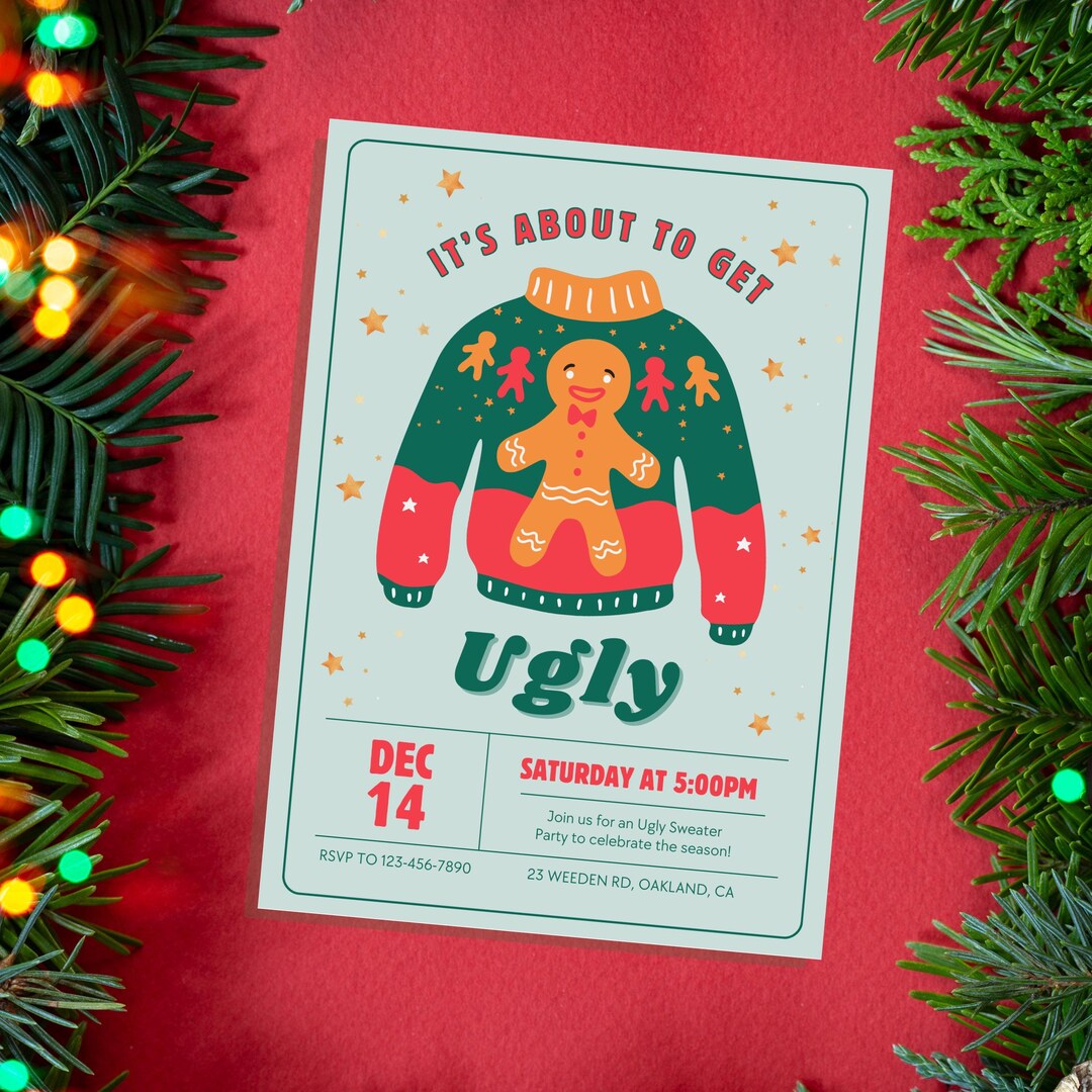 Ugly Sweater Christmas Party Invitation, Ugly Sweater Invitation ...