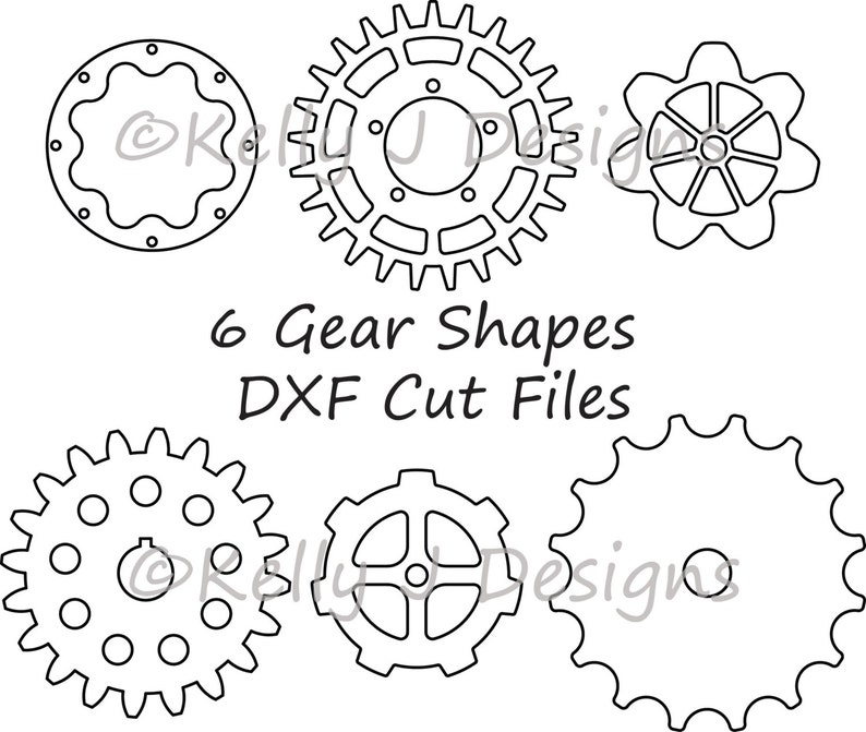 Gear Cut File, Gear DXF, Includes 6 Gear Shapes - Etsy Australia