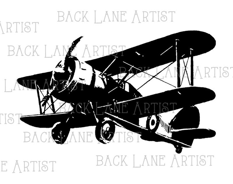 Vintage Biplane Avión Boeing Stearman Clipart Lineart | Etsy