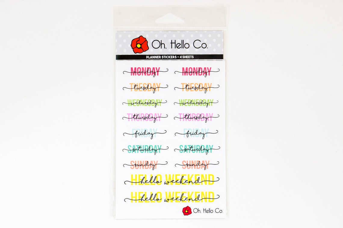 Days of the Week Sticker Set Bullet Journal Planners Erin - Etsy