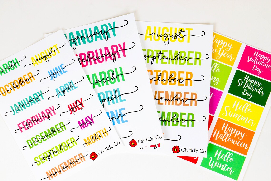Meses del Año Sticker Set Bullet Journal Planners Erin - Etsy España