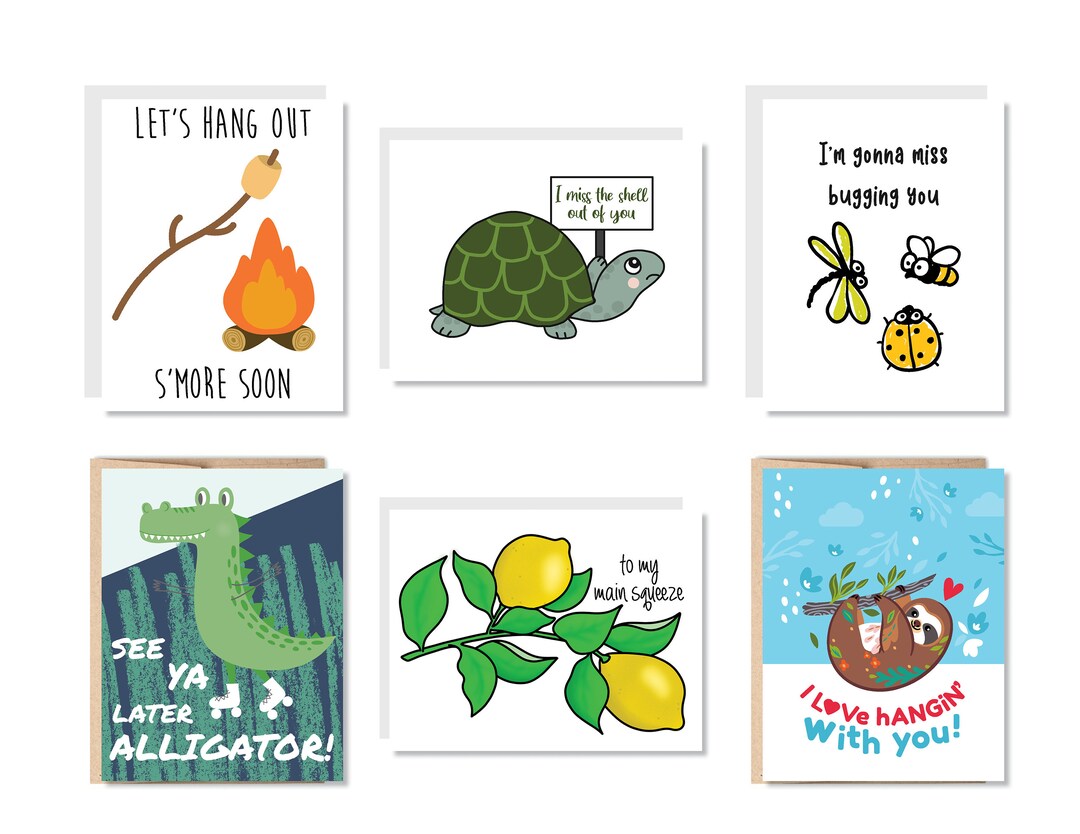 Funny Pun Friendship Hangin' Out Greeting Card Set or Single - Checking ...