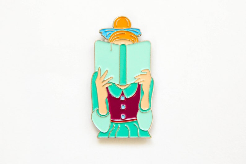 Beauty And The Book Reading Enamel Pin Lapel Pins Orange Etsy
