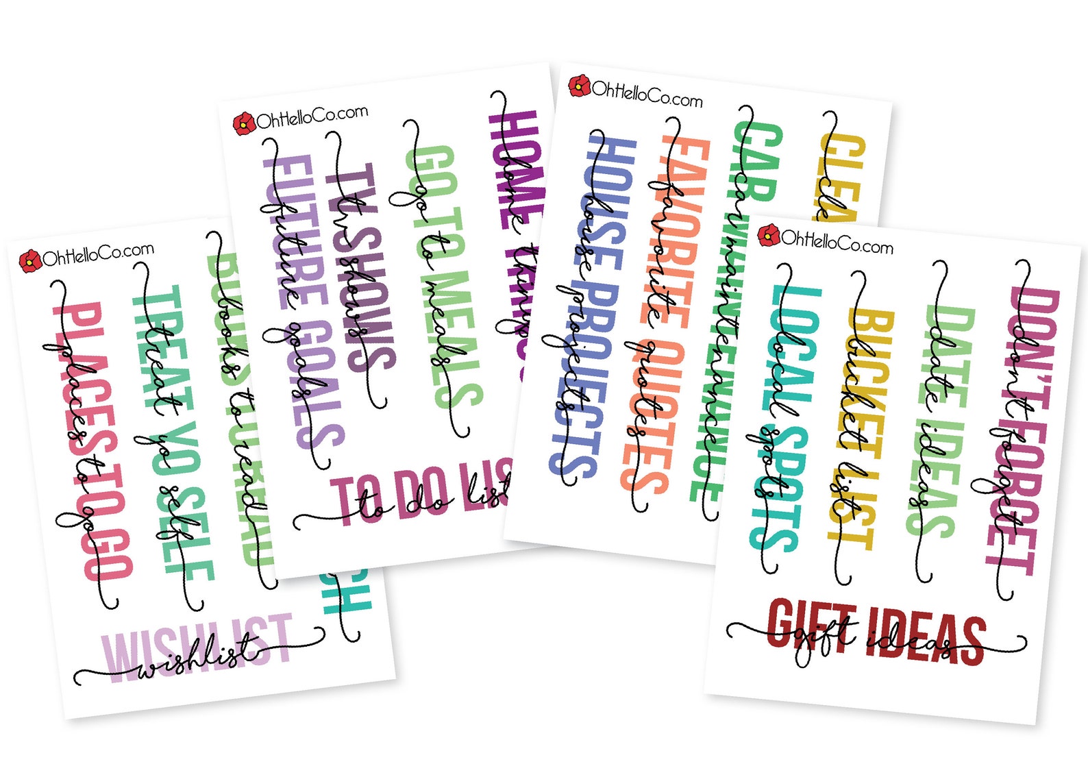 Note Page Header Sticker Set Bullet Journal Planners Erin - Etsy