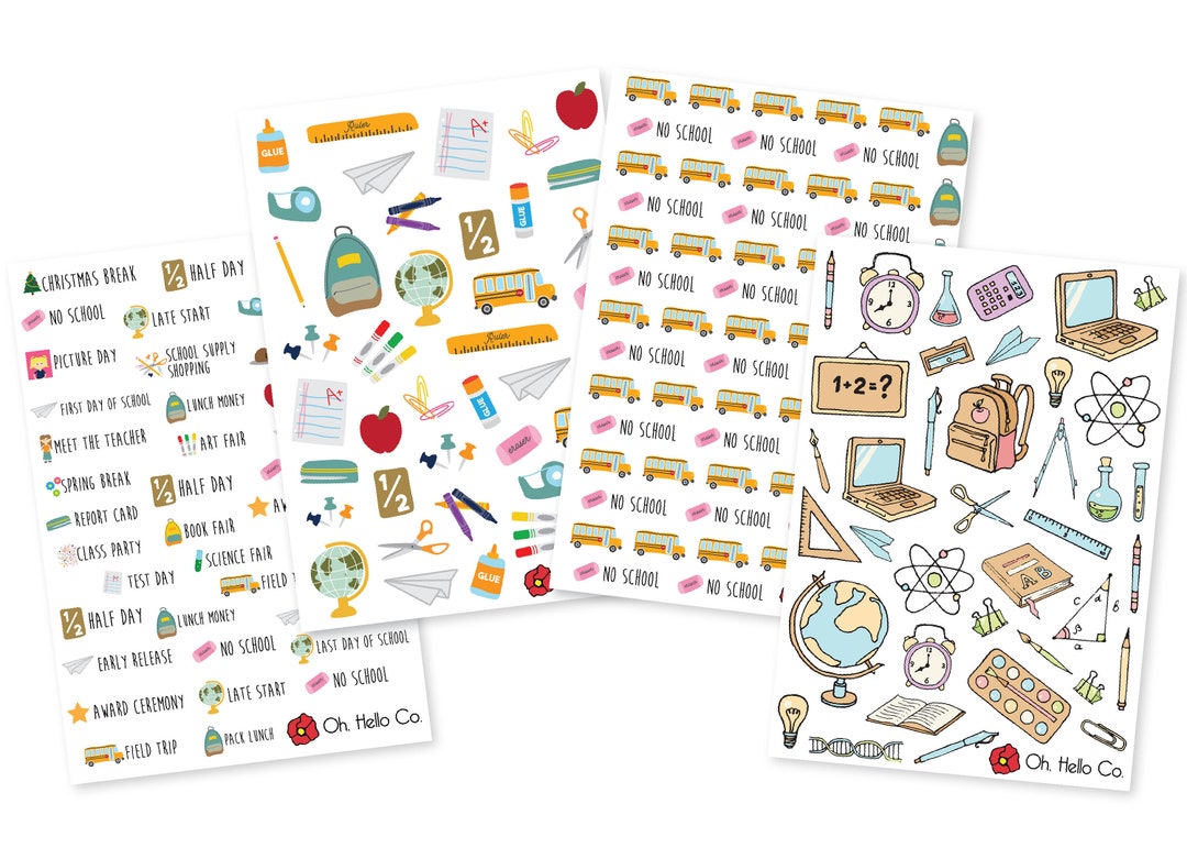 Back to School Variety Sticker Set Bullet Journal, Planners, Erin ...