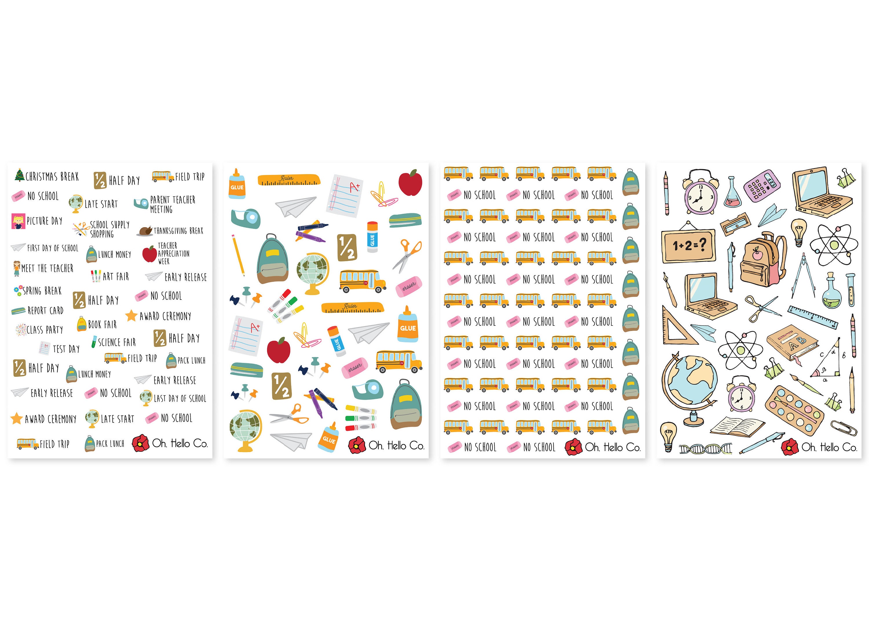 Back to School Variety Sticker Set Bullet Journal Planners - Etsy