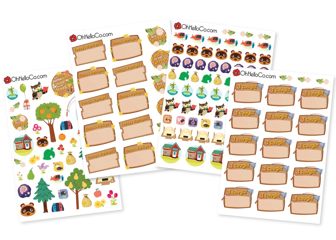Animal Crossing Sticker Set - Bullet Journal, Planners, Erin Condren - Etsy