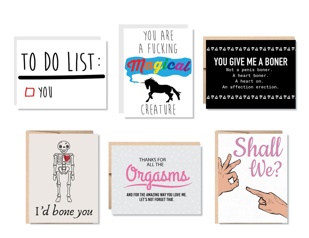 Funny Swearing Sexual Cheeky Romance Greeting Card Set or Single - Puns ...