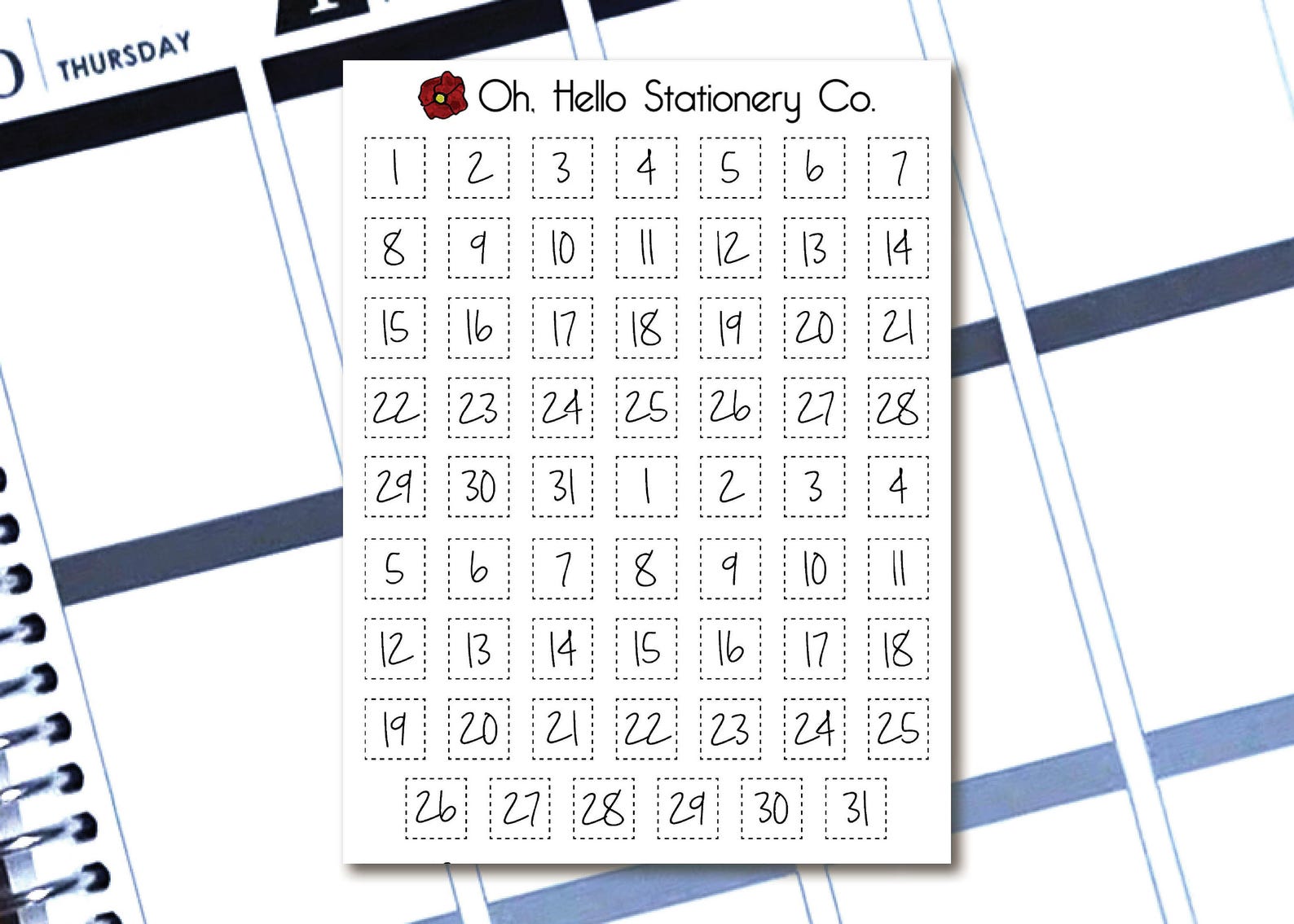 Planner Stickers Date Covers/countdown Script Stickers Erin - Etsy