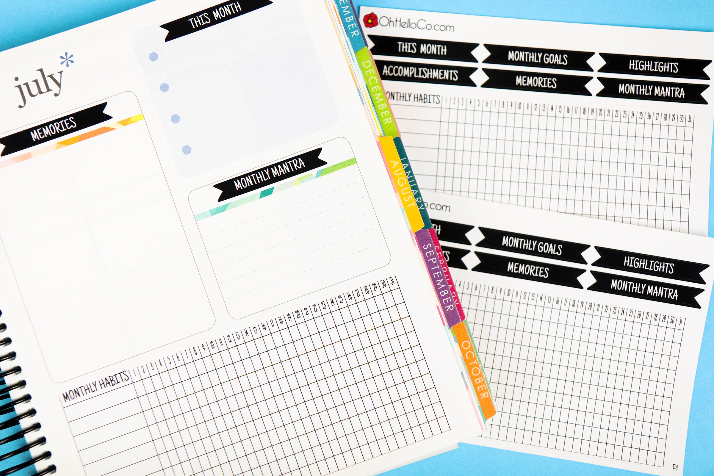 Planner Stickers Monthly Note Page Fonts & Habit Trackers - Erin ...