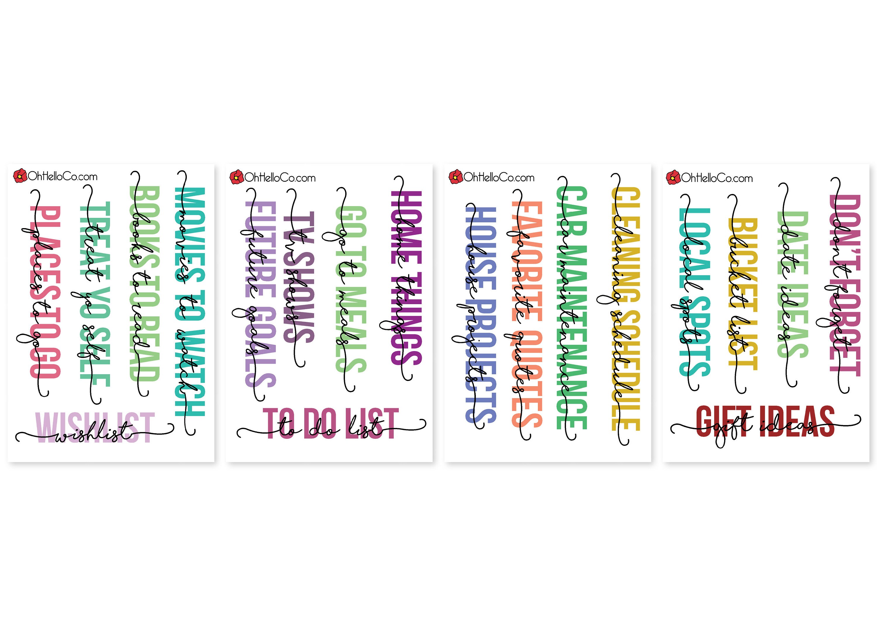 Note Page Header Sticker Set Bullet Journal Planners Erin - Etsy