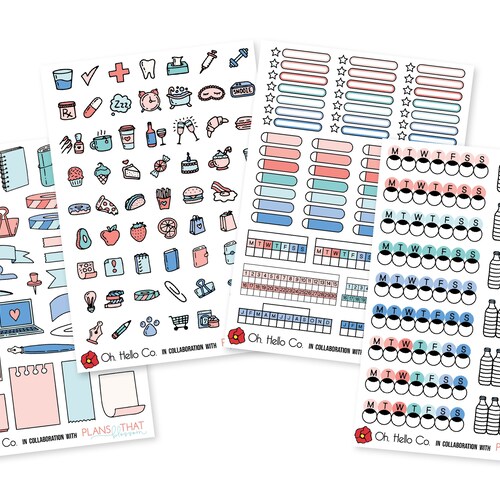 Note Page Header Sticker Set Bullet Journal Planners Erin - Etsy