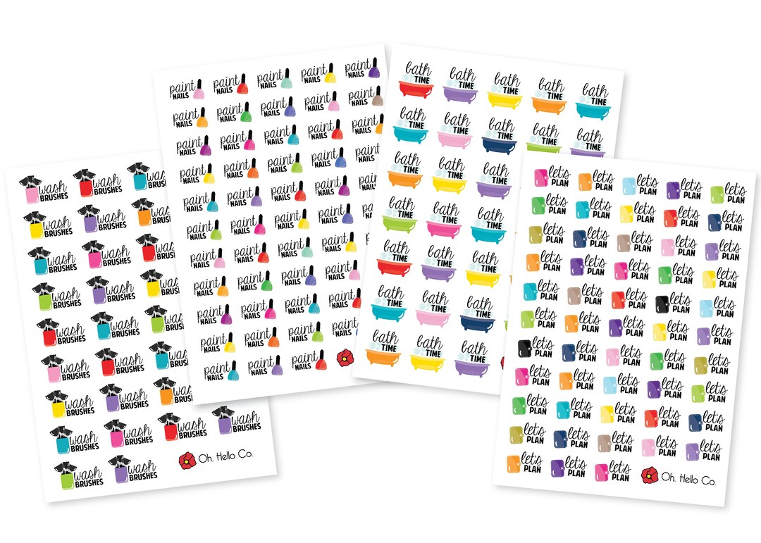 Basic Babes Font Icon Variety - Wash Brushes, Paint Nails, Bath Time ...