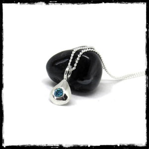 Solid Silver Pendant Drop Shape and Gemstones -necklace Chain Sterling ...