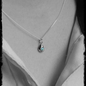 Solid Silver Pendant Drop Shape and Gemstones -necklace Chain Sterling ...