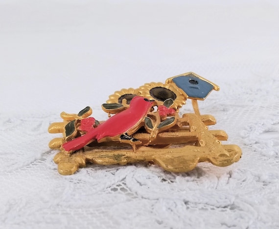 Rare assembled cardinal pin, colourful gold tone broo… - Gem