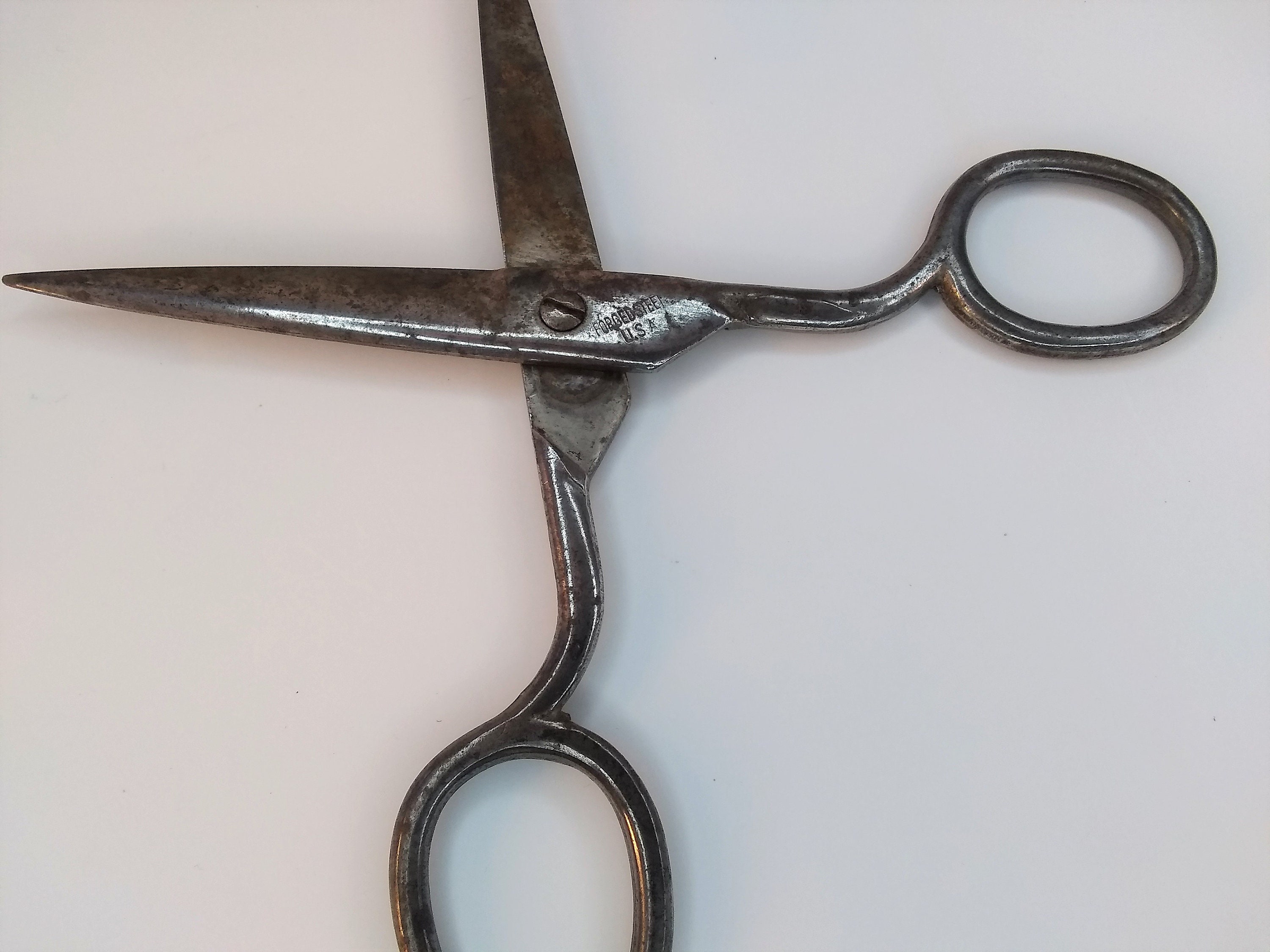 Vintage Scissors, Forged Steel USA, Aged Patina, Works Well, 5 Inches ...