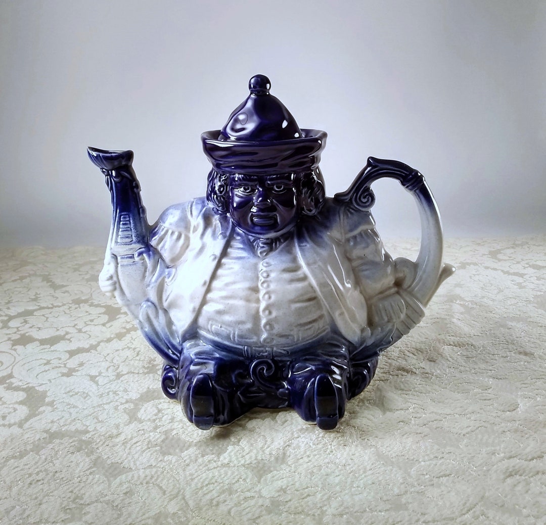 Vintage Toby Art Pottery Teapot Staffordshire Flow Blue Teapot - Etsy
