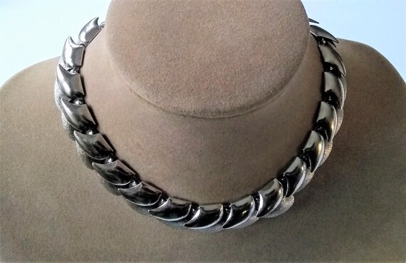 Modern chunky metal statement necklace, choker style … - Gem