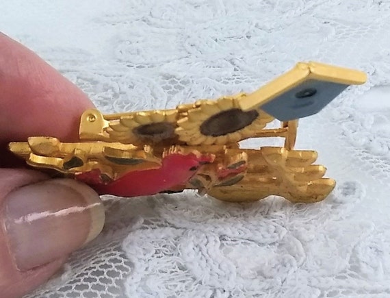 Rare assembled cardinal pin, colourful gold tone broo… - Gem