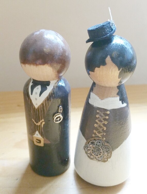 Steampunk Wedding Cake Toppers