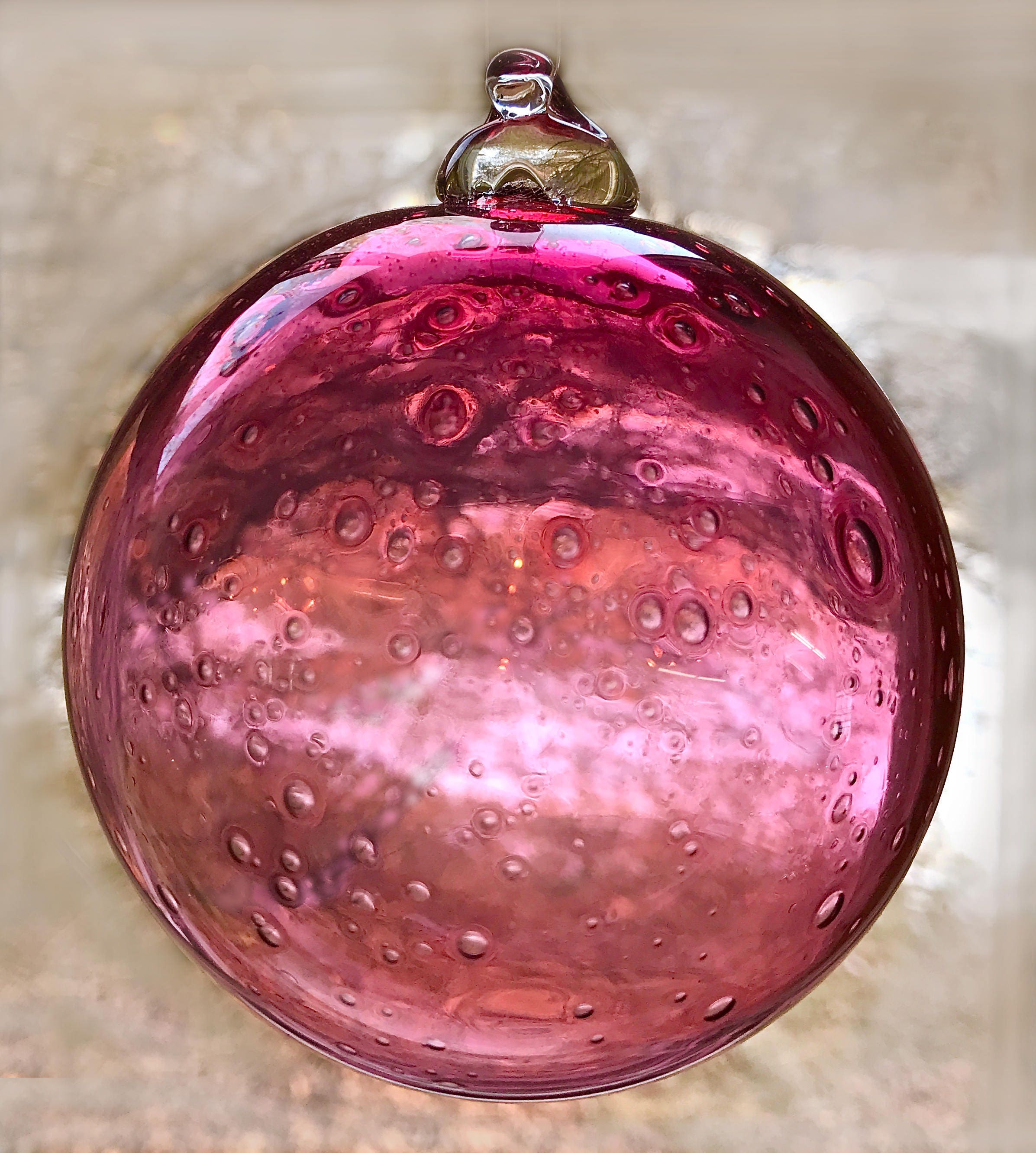 Handblown Glass Ornament-ruby With Bubbles - Etsy