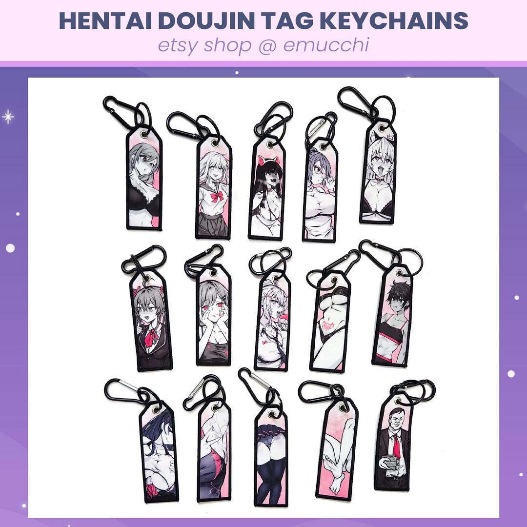 Hentai Doujin Tag Double Sided Patch Keychain Funny Anime Ahegao Waifus ...
