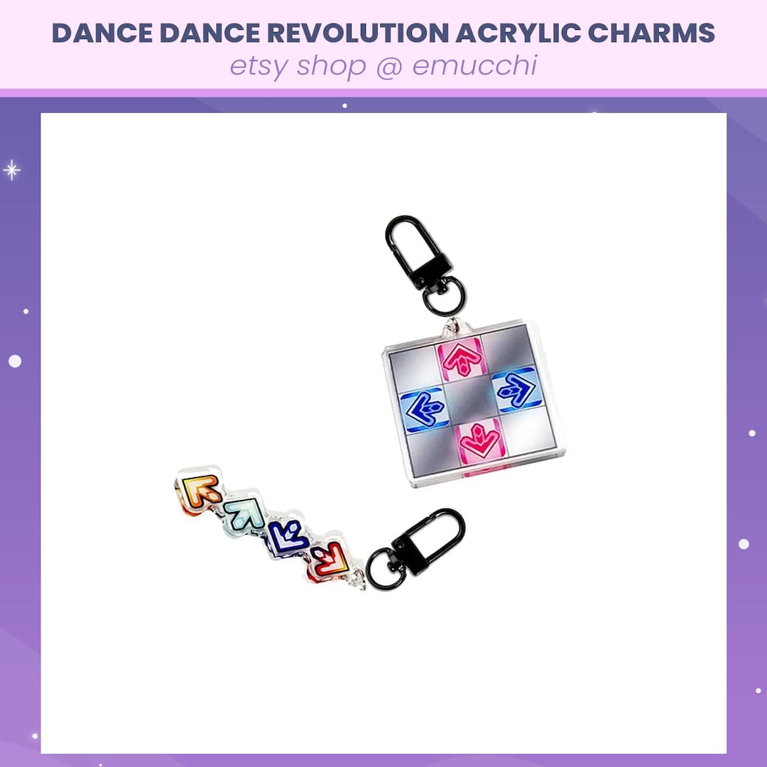 2in DDR Dance Dance Revolution Arrow Pad & Arrows Double-sided Keychain ...