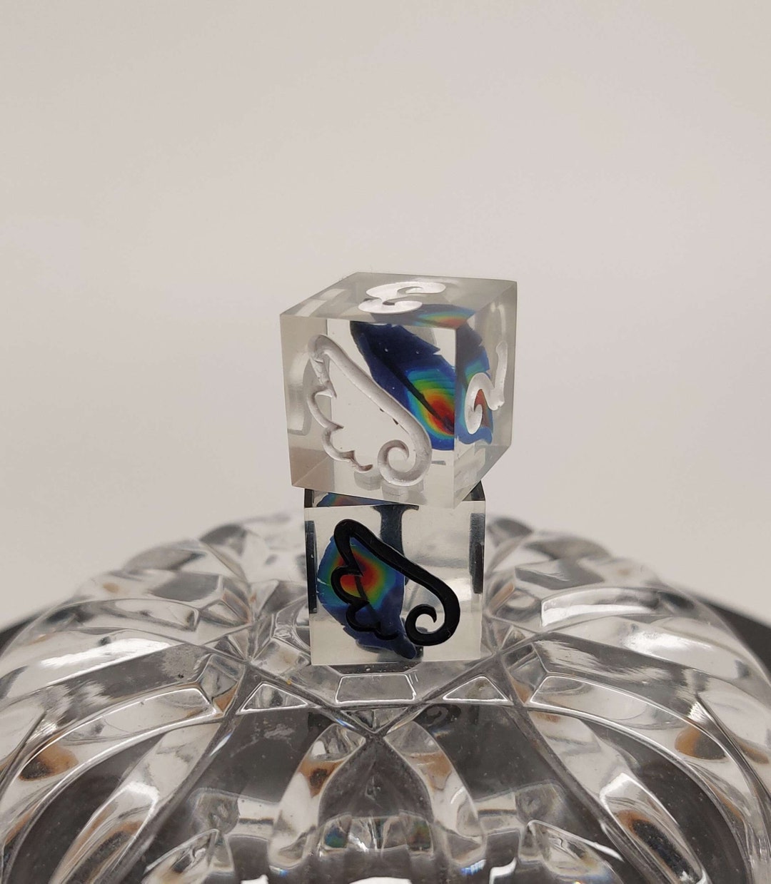 Rainbow Feather D6 Black/white Numbers - Etsy