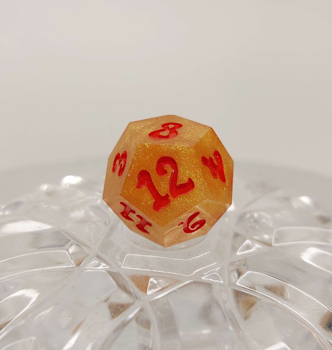 Golden Glittery D12 With Red Numbers - Etsy