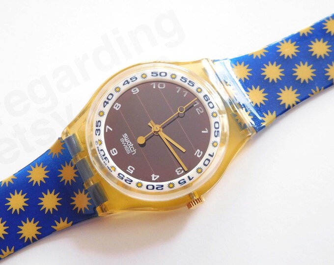 Solar-powered Swatch Watch, 'lots of Suns' SRJ100 Blue and Yellow ...