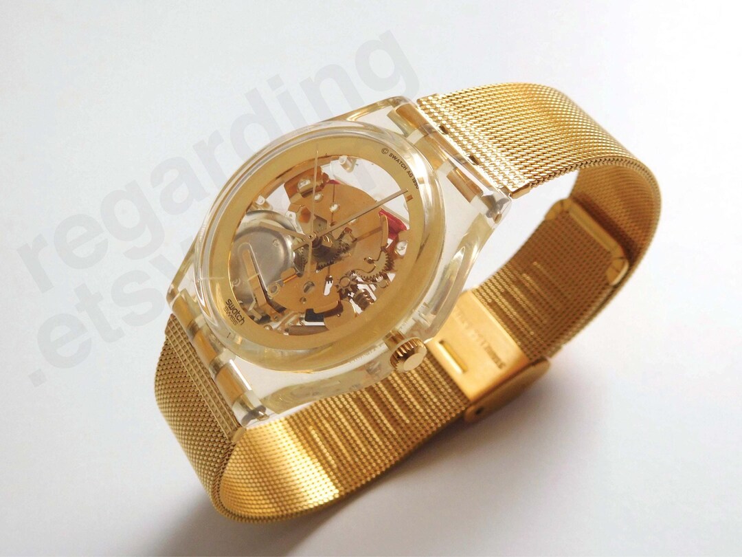 1990 Swatch Watch 'golden Jelly' GZ115 34mm, Jelly Fish Dial, Milanese ...