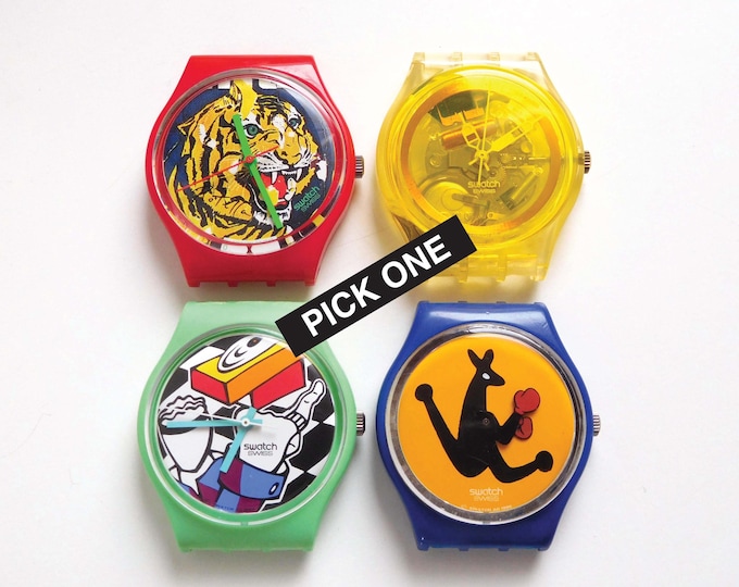 1990s Swatch Watch Heads // Pick One // Tiger Kangaroo Yellow Wacky ...