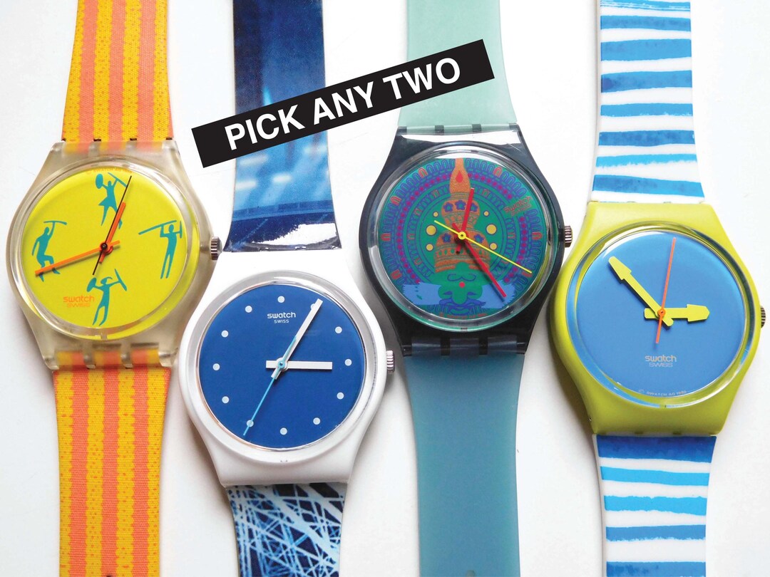1990s 2000s Swatch Watches 34mm Standard Size // Pick Two // Stripes ...