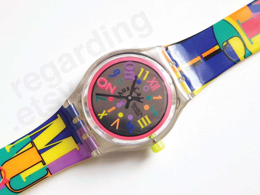 1990s 1993 Swatch Watch 'boogie Mood' SLK104 Musicall Alarm Watch 34mm ...