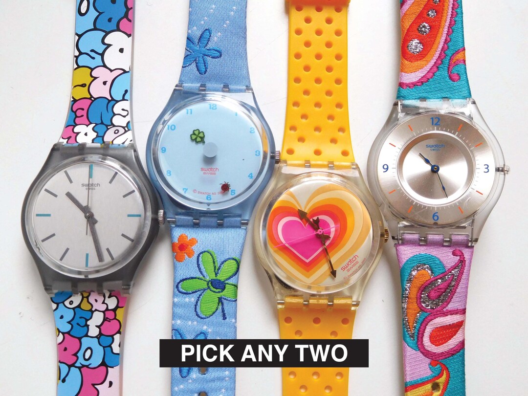2000s Swatch Watches 34mm Standard Size // Pick Two // Bubble Letters ...