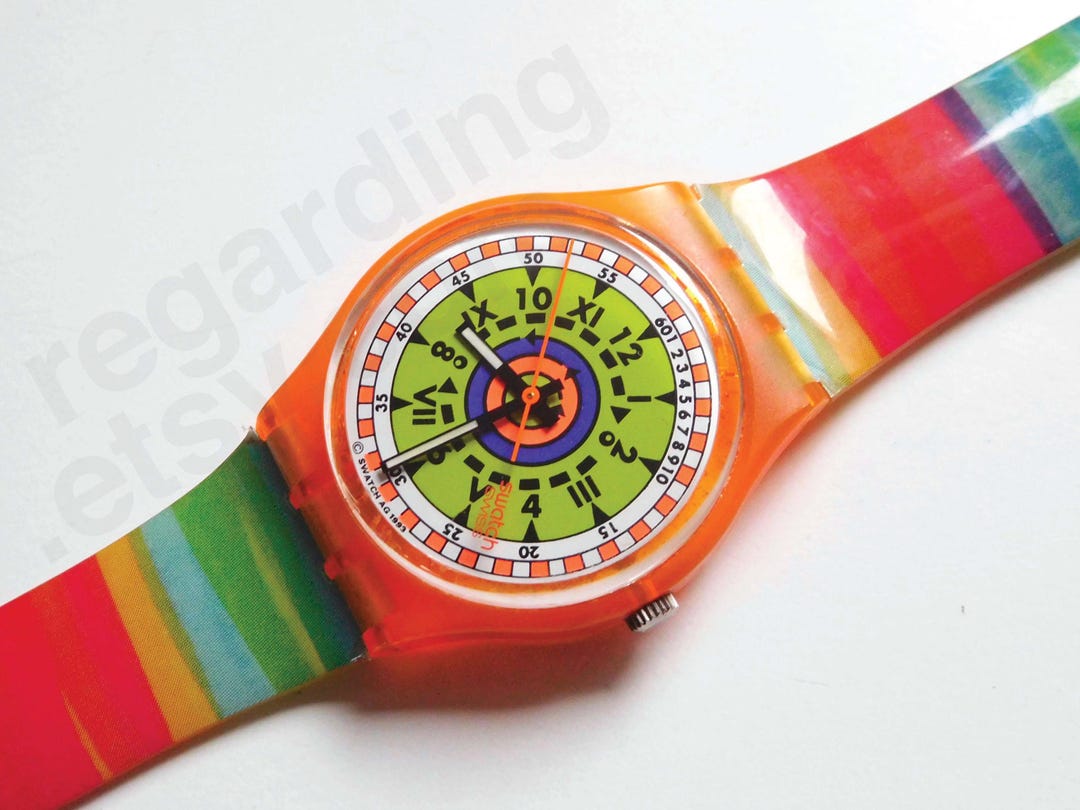 1990s 1993 Swatch Watch 'sea Traffic' GO101 34mm, Highlighter Bright ...