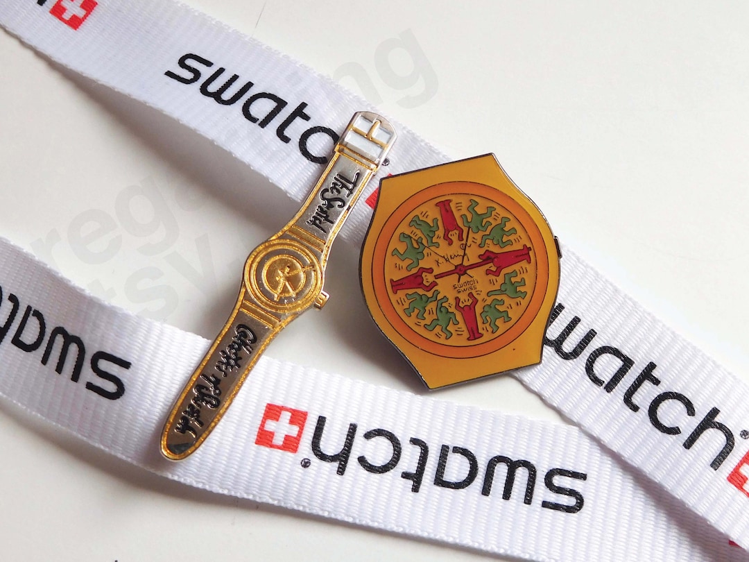 1990s Swatch Watch PINS Pair, collectors of Swatch and GZ100 Keith ...