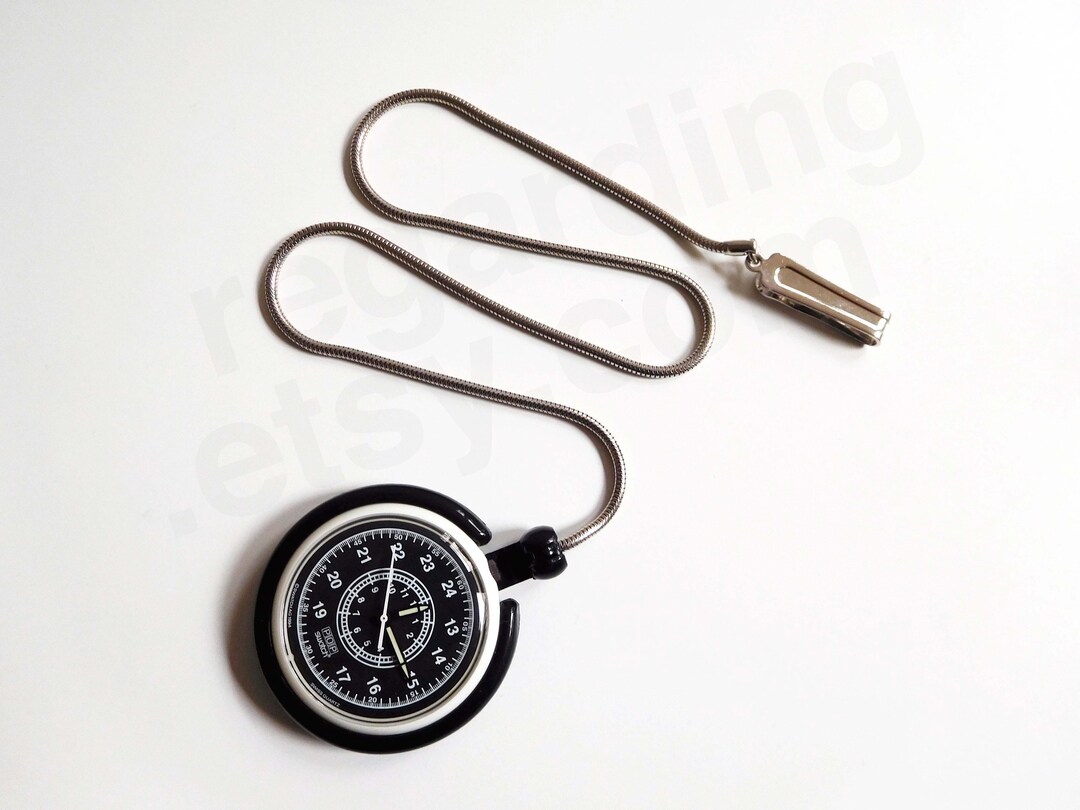 1990s 1995 Pop Swatch PPW100 'blackout' 39mm, Pocket Watch Classic Dial ...