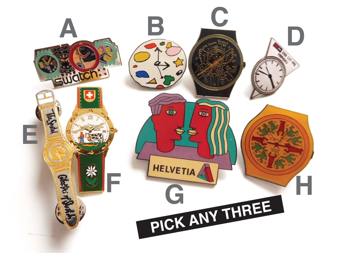 1990s Swatch Time Watch Art Keith Haring SBB Mondaine Misc PINS // Pick ...