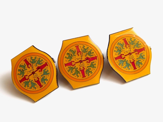 1990s Swatch PIN, yellow GZ100 Keith Haring design 3c… - Gem