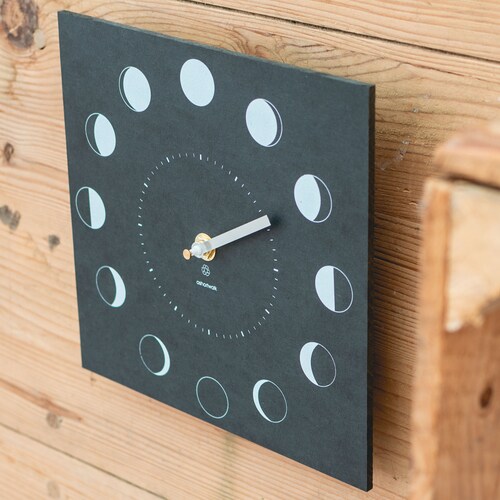 Moon Wall Clock Decoupage Photo Clock Space Clock Black | Etsy