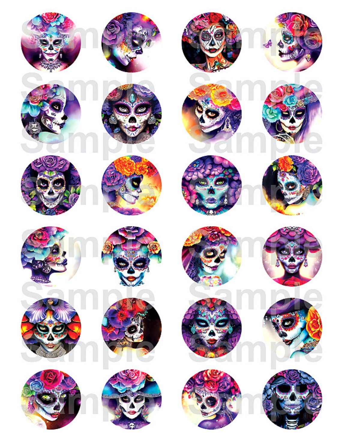 La Catrina Dia De Los Muertos 1" Circles Bottle Cap Images 30mm 25mm 1. ...