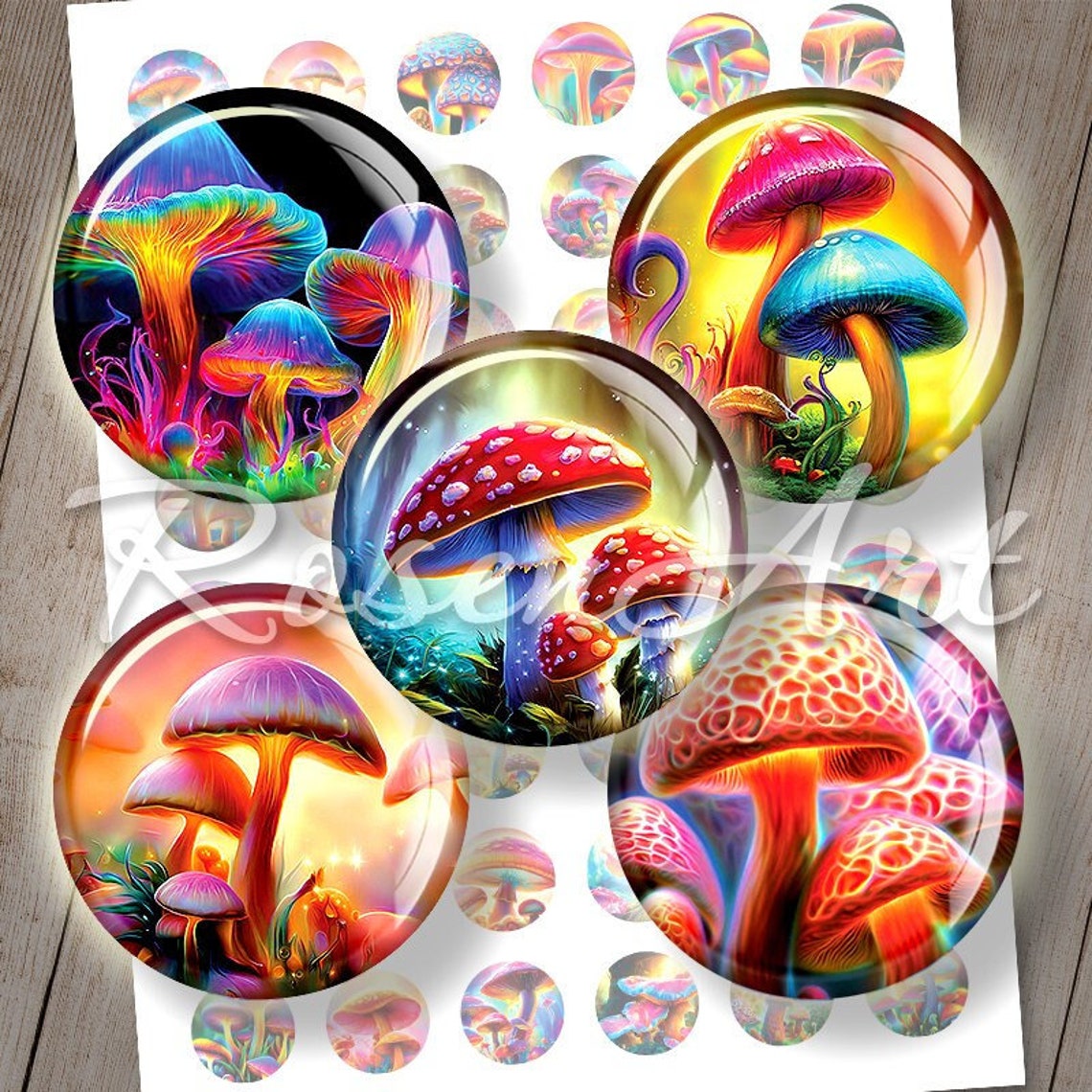 Magic Mushrooms Psychedelic Printable Digital Collage Sheet - Etsy