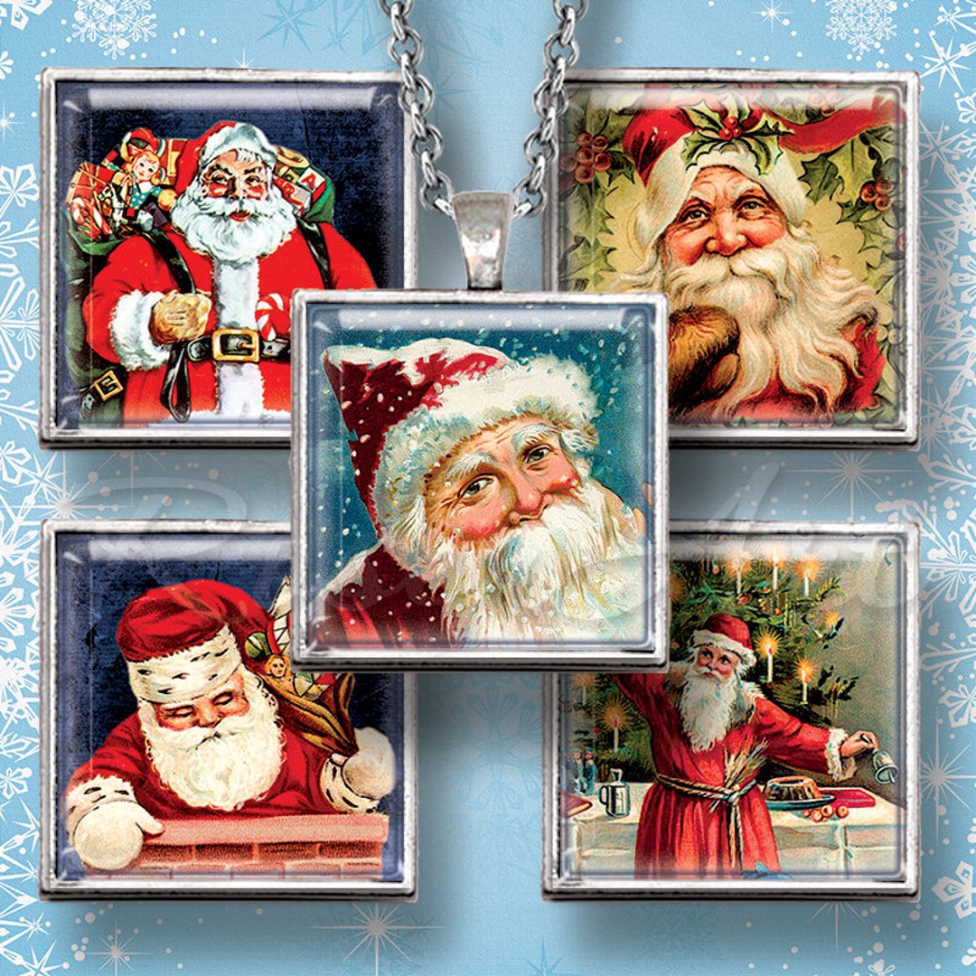 Santa Claus Vintage Christmas Digital Collage Sheet 1" Square Images ...
