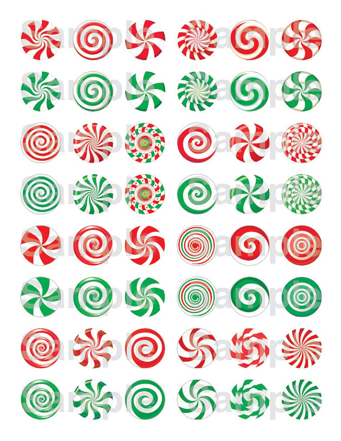 Peppermint Candy Christmas Digital Collage Sheet Bottle Cap - Etsy