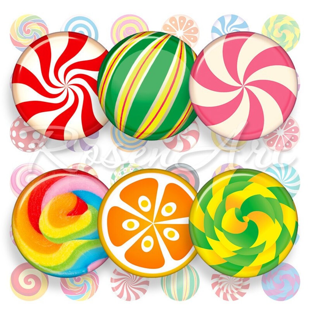 Lollipop Candy 1" Bottle Cap Images 1 Inch Circles Digital Collage ...